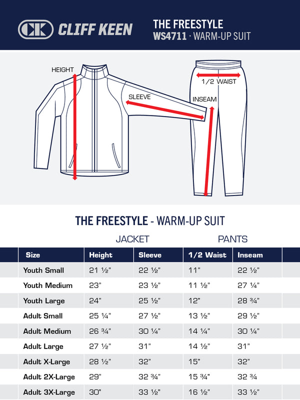 Sizing Chart - The Freestyle – Cliff Keen Wrestling